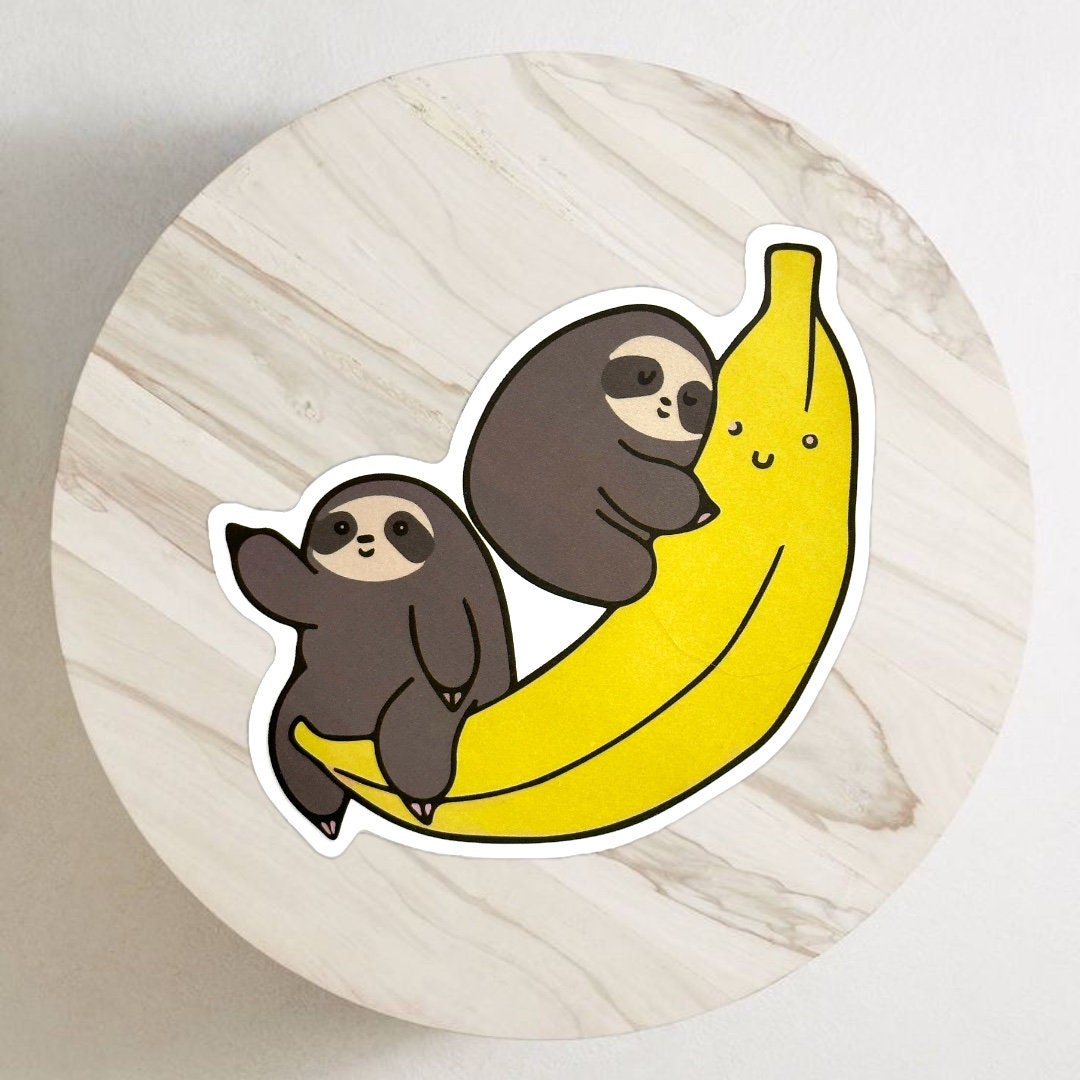 Banana Sloth Sticker Cute Sloth Sticker Sloth Vinyl Decal for Laptops ...