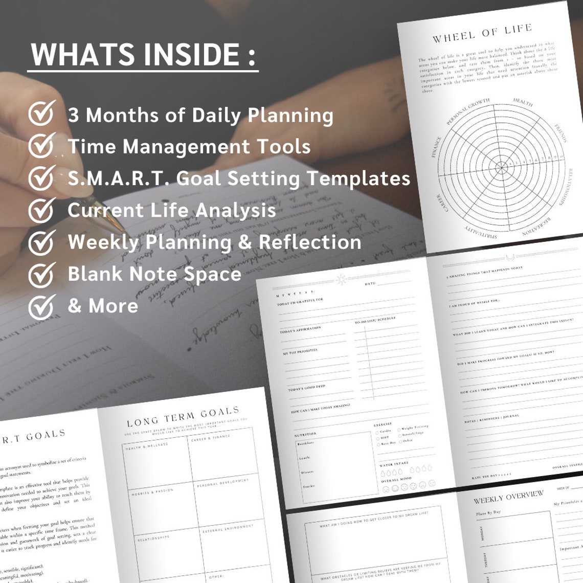 Daily Planner & Journal || Undated Daily Planner With to Do Lists, Time ...