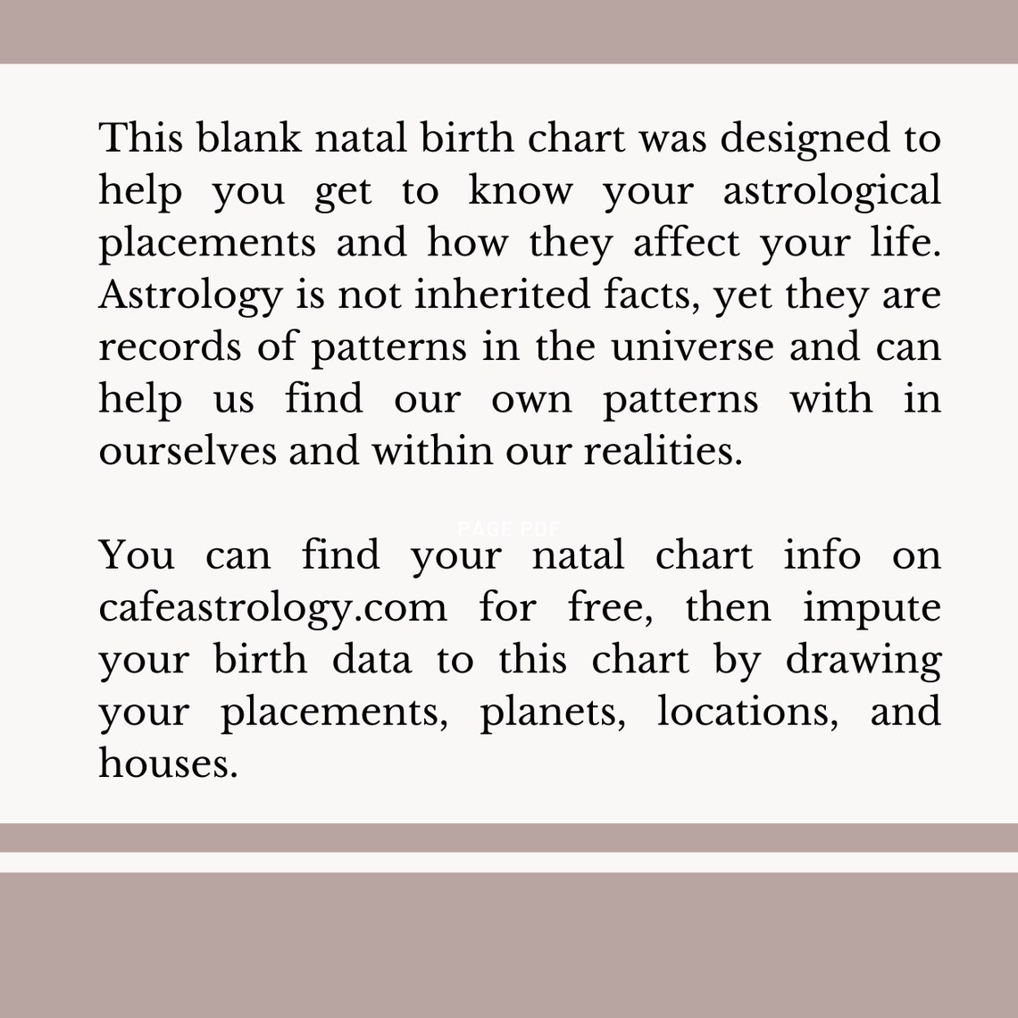 Printable Natal Birth Chart Template: Astrology Learning (digital ...