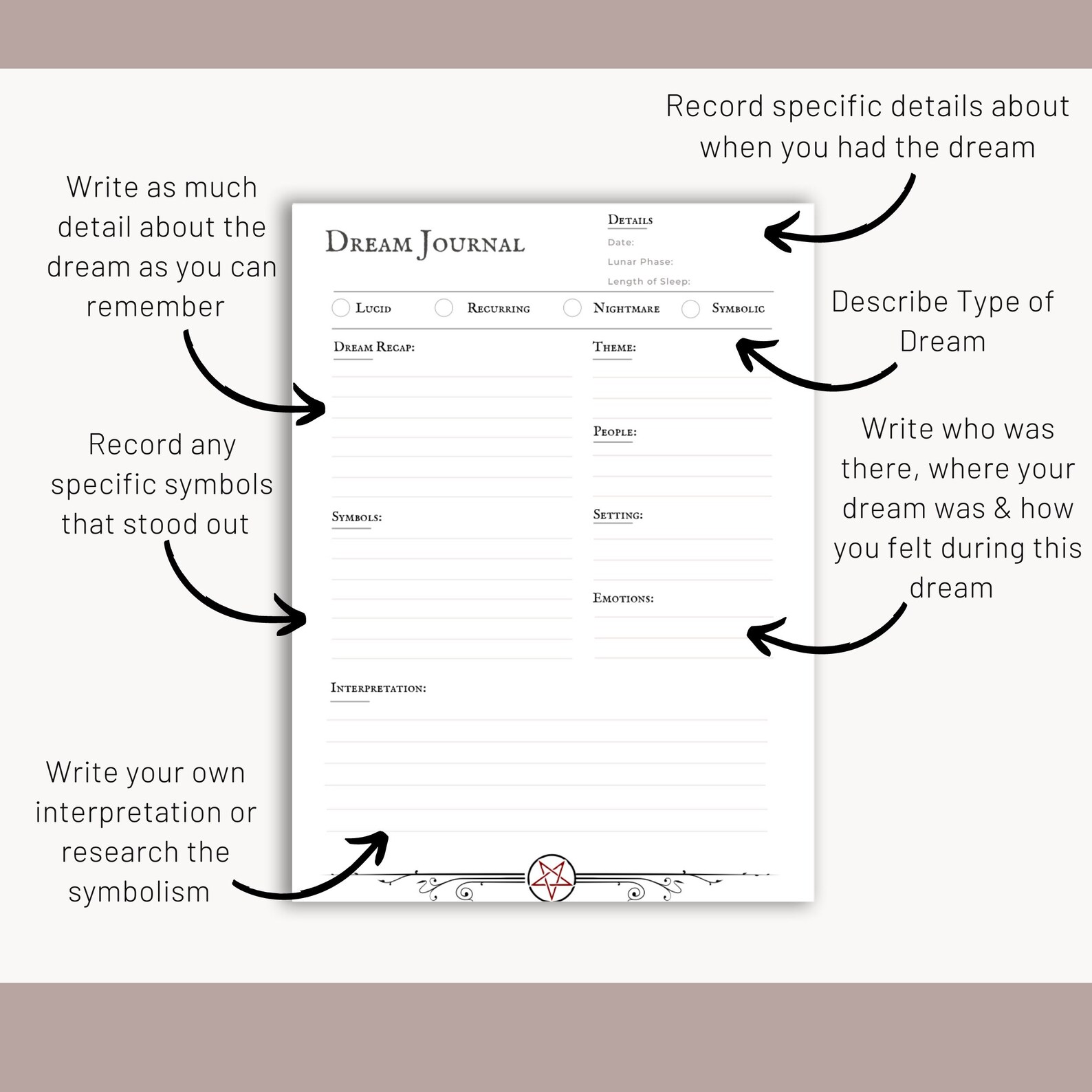 Dream Journal | Printable Dream Journal | Dream Tracker | Dream ...