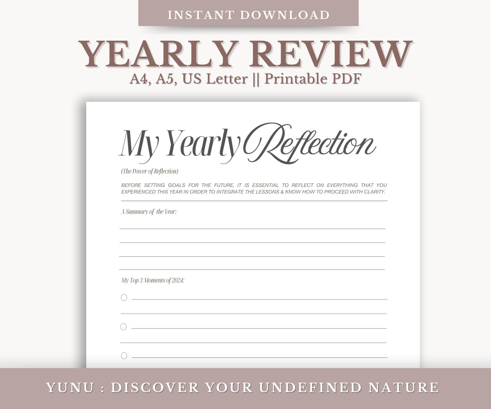 Yearly Reflection Worksheet: Printable Annual Review (PDF Download) - Etsy