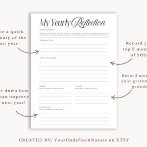 Yearly Reflection Worksheet: Printable Annual Review (PDF Download) - Etsy