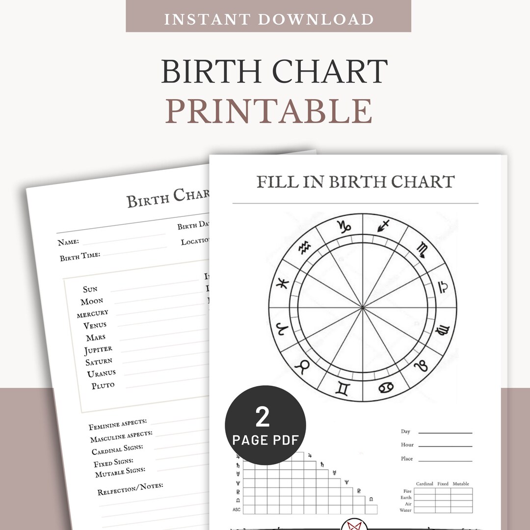 Natal Birth Chart Fill in Birth Chart Printable Birth - Etsy