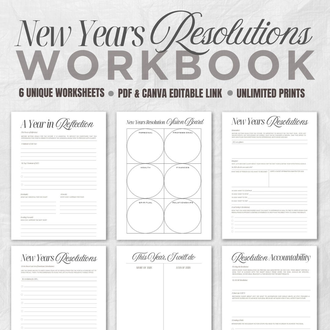 New Year Resolution Workbook 2026 | Goal Setting, Manifestation & Life ...