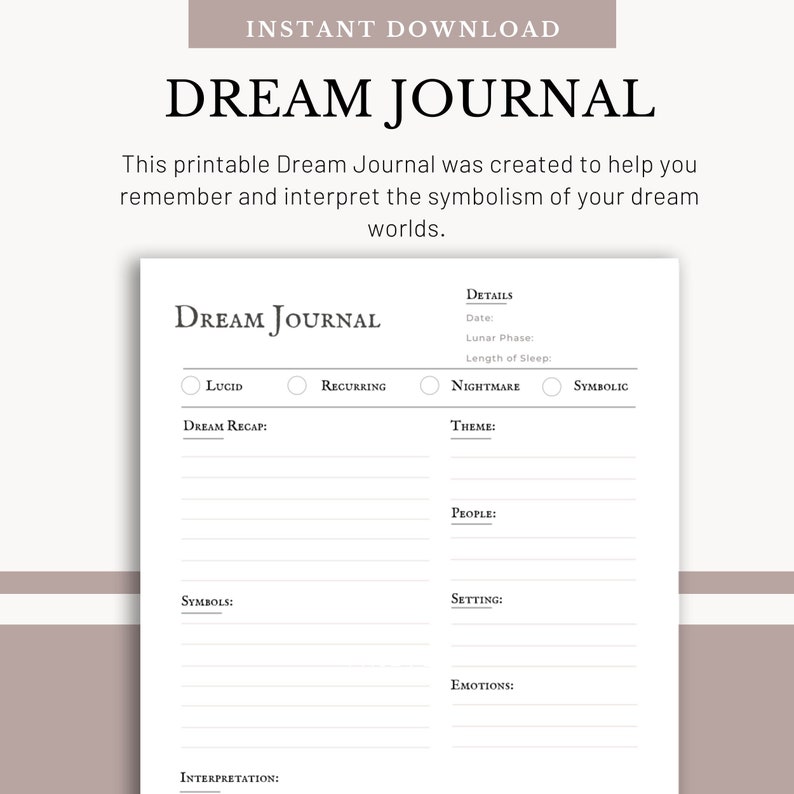 Dream Journal | Printable Dream Journal | Dream Tracker | Dream ...