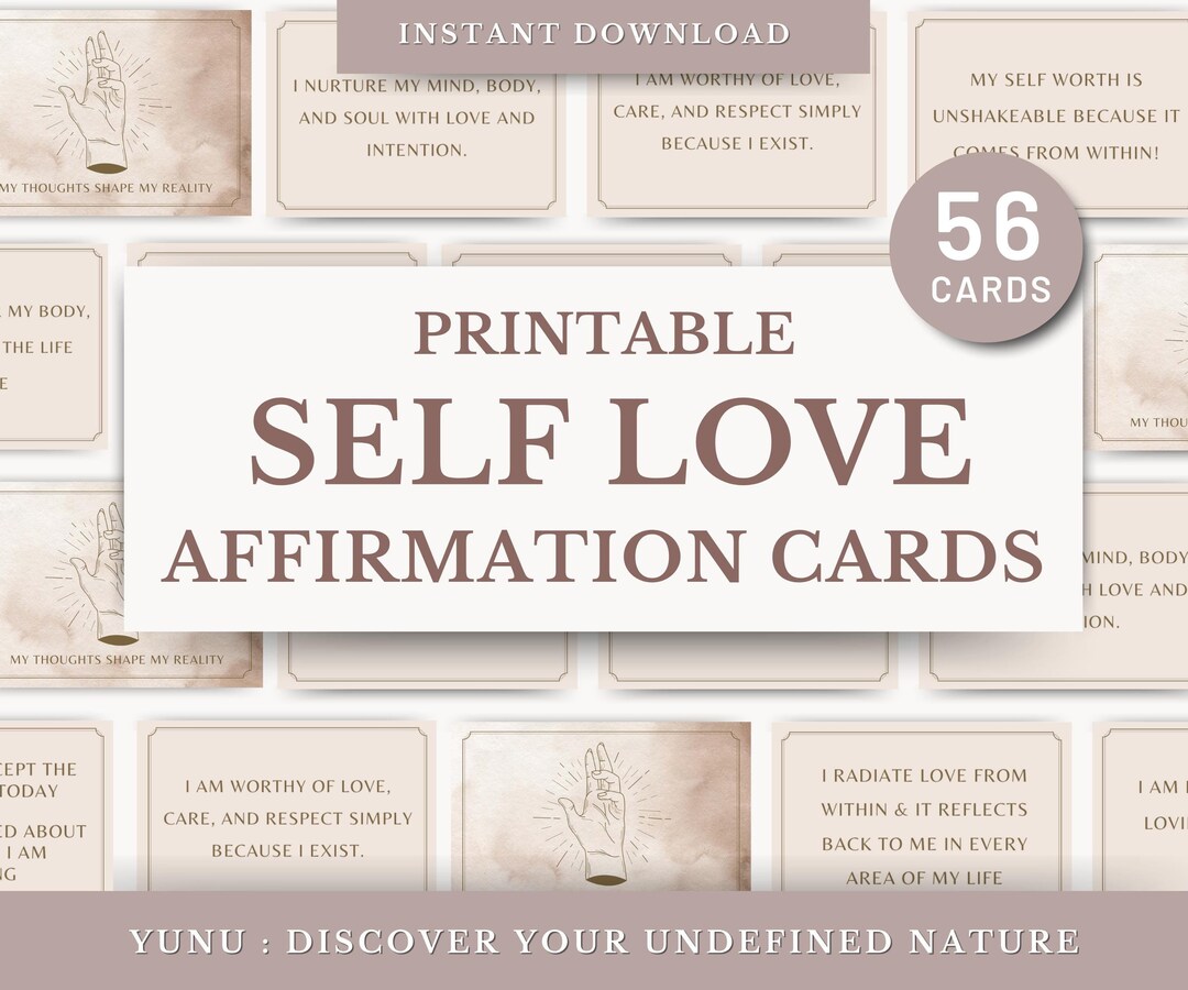 Self Love Affirmation Cards: 56 Printable Cards (digital Download) - Etsy