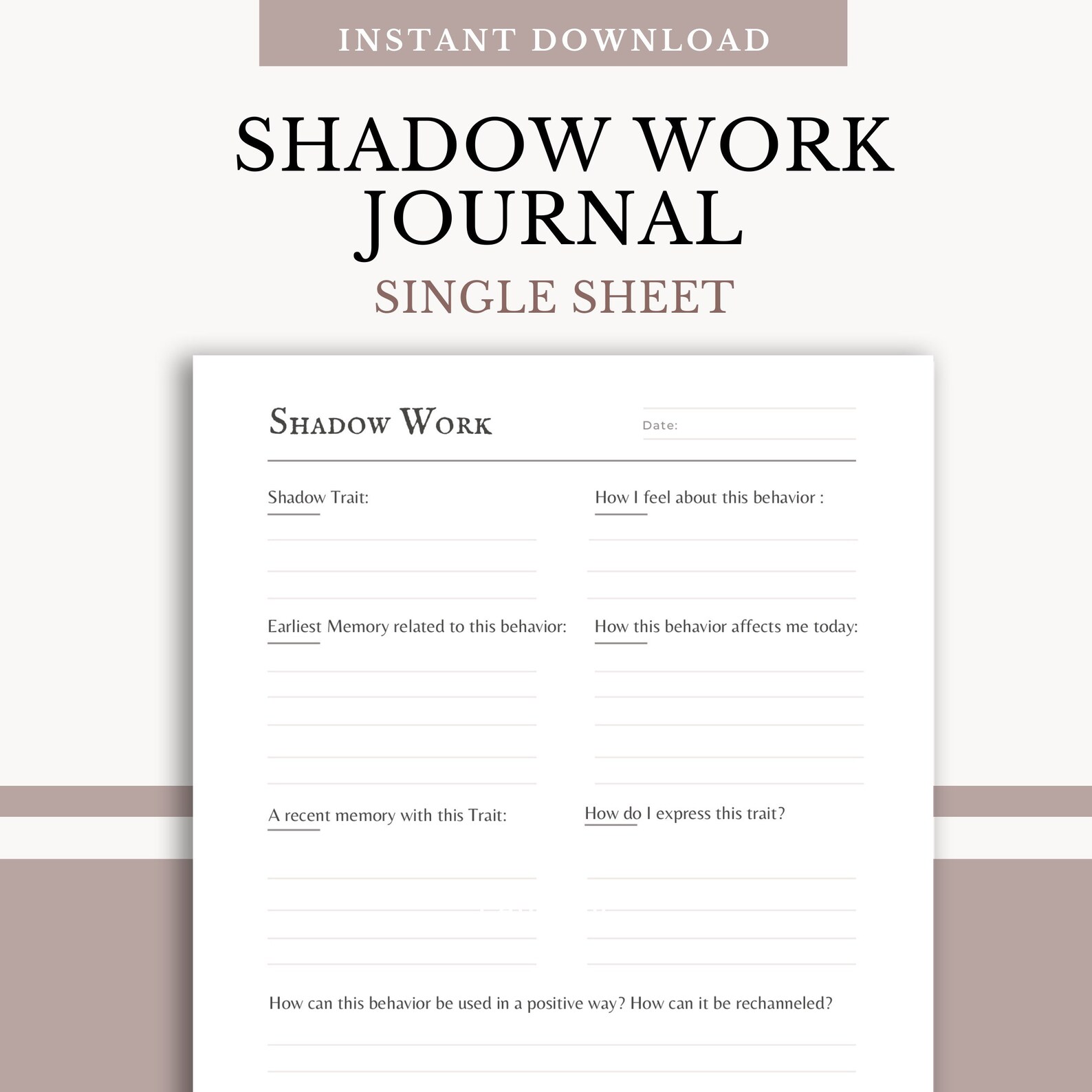 Shadow Work Shadow Work Worksheet Printable Book of - Etsy