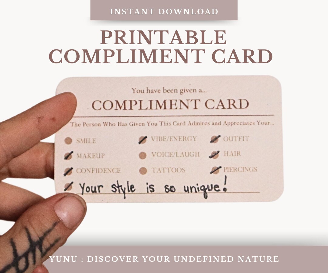 Printable Compliment Cards: Acts of Kindness, Inspirational Notes (PDF ...