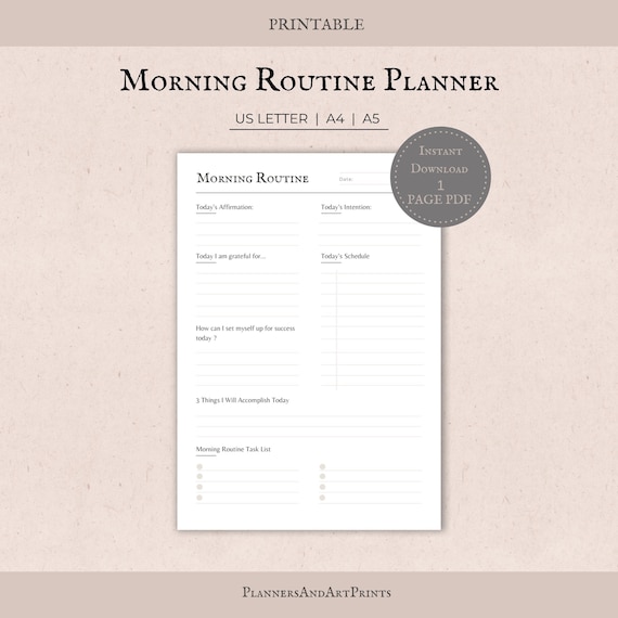 Morning Routine Planner Morning Routine Printable | Etsy