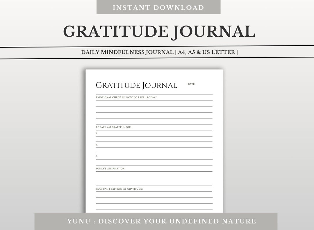PRINTABLE Gratitude Worksheet, Mindfulness Journal, Daily Gratitude ...