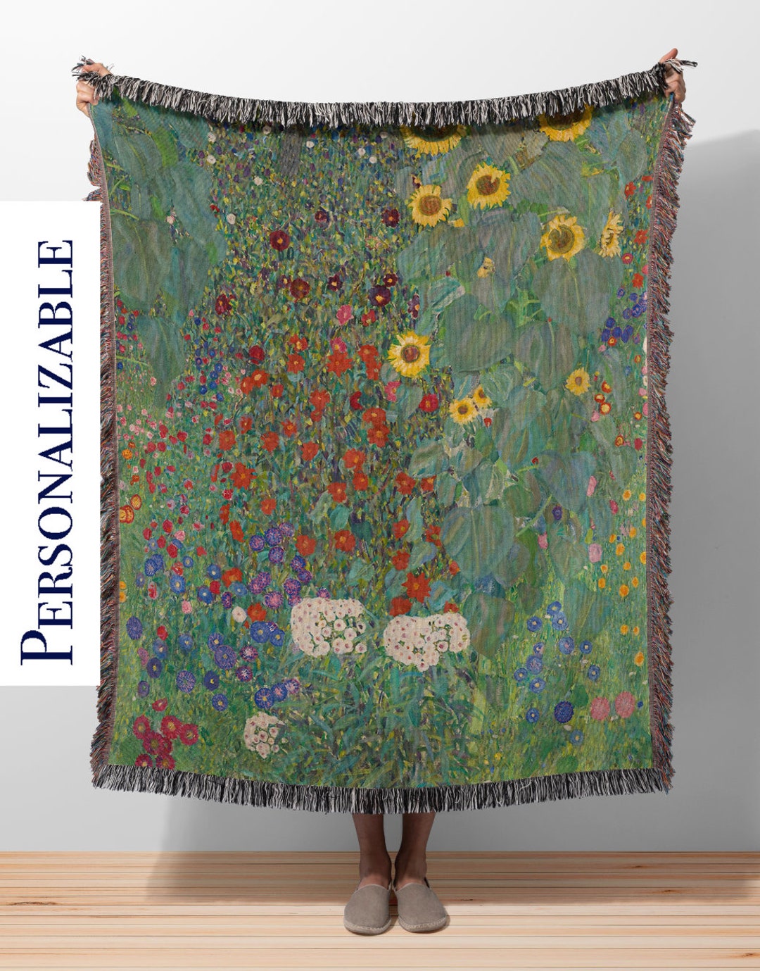 Woven Throw Blanket - Gustav Klimt's "farm Garden With Sunflowers" Wall ...