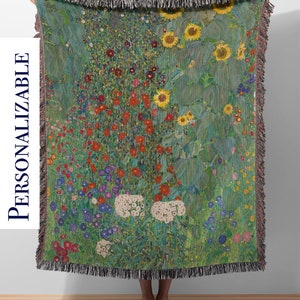 Woven Throw Blanket - Gustav Klimt's "farm Garden With Sunflowers" Wall ...