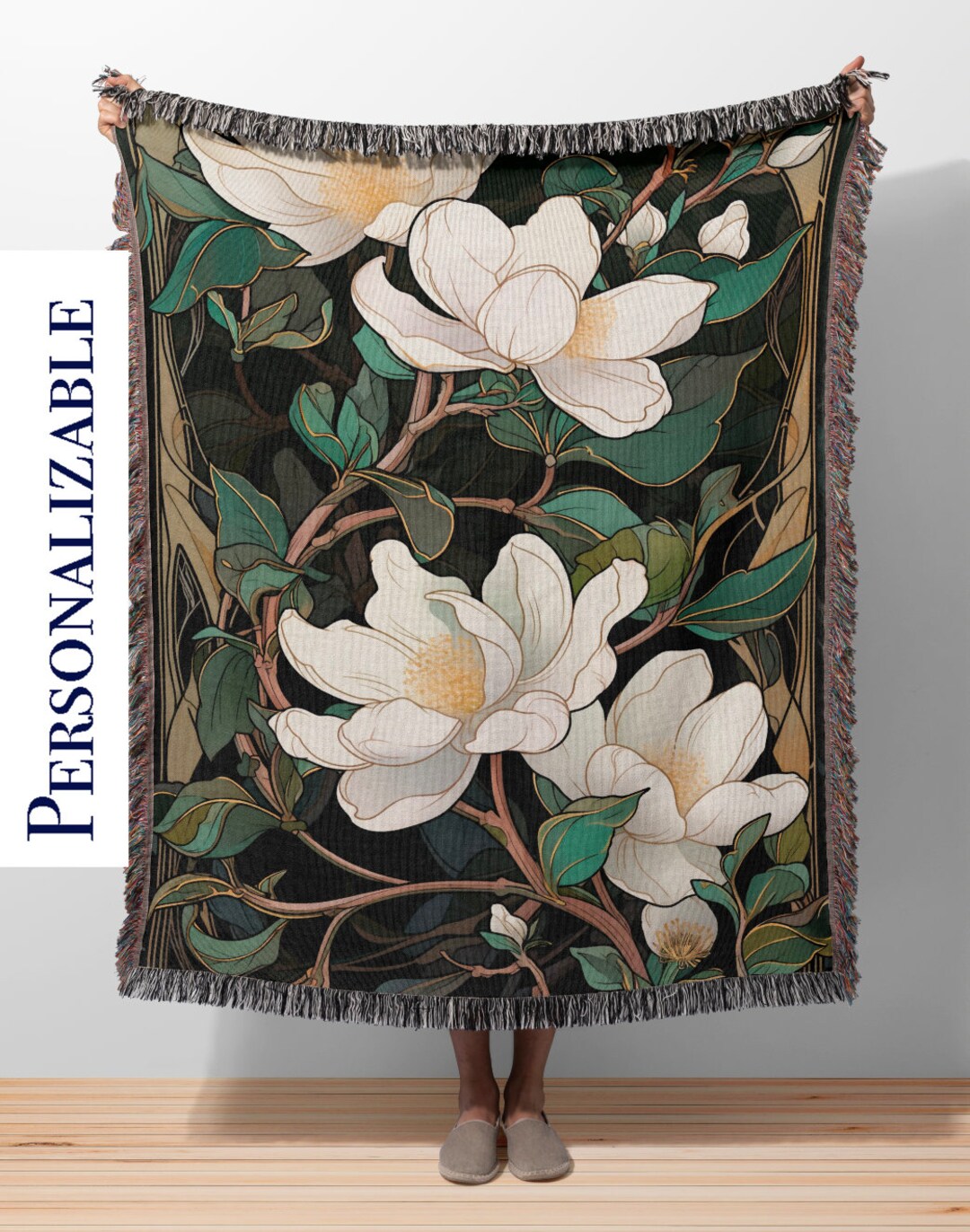 Woven Throw Blanket "magnolia" Wall Tapestry Hanging Woven Blanket ...