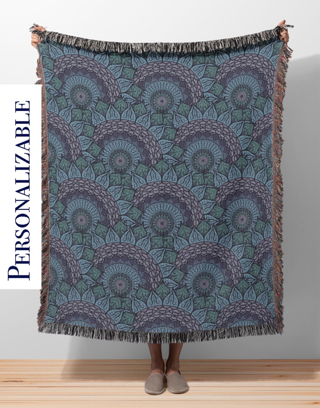 Woven Throw Blanket - "aztec Sunflowers" Wall Tapestry Hanging Woven ...