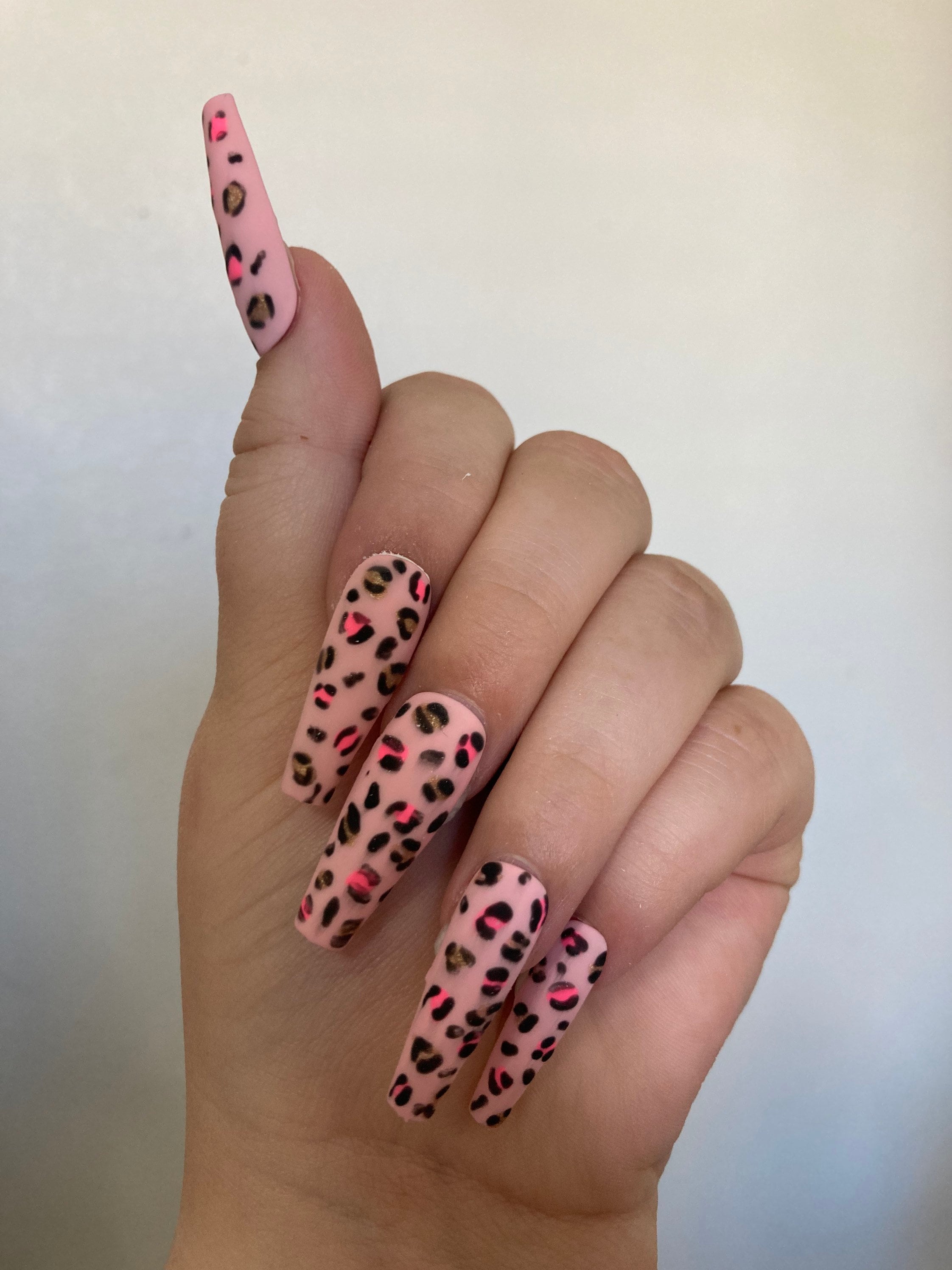Colorful Cheetah Print Acrylic Nails