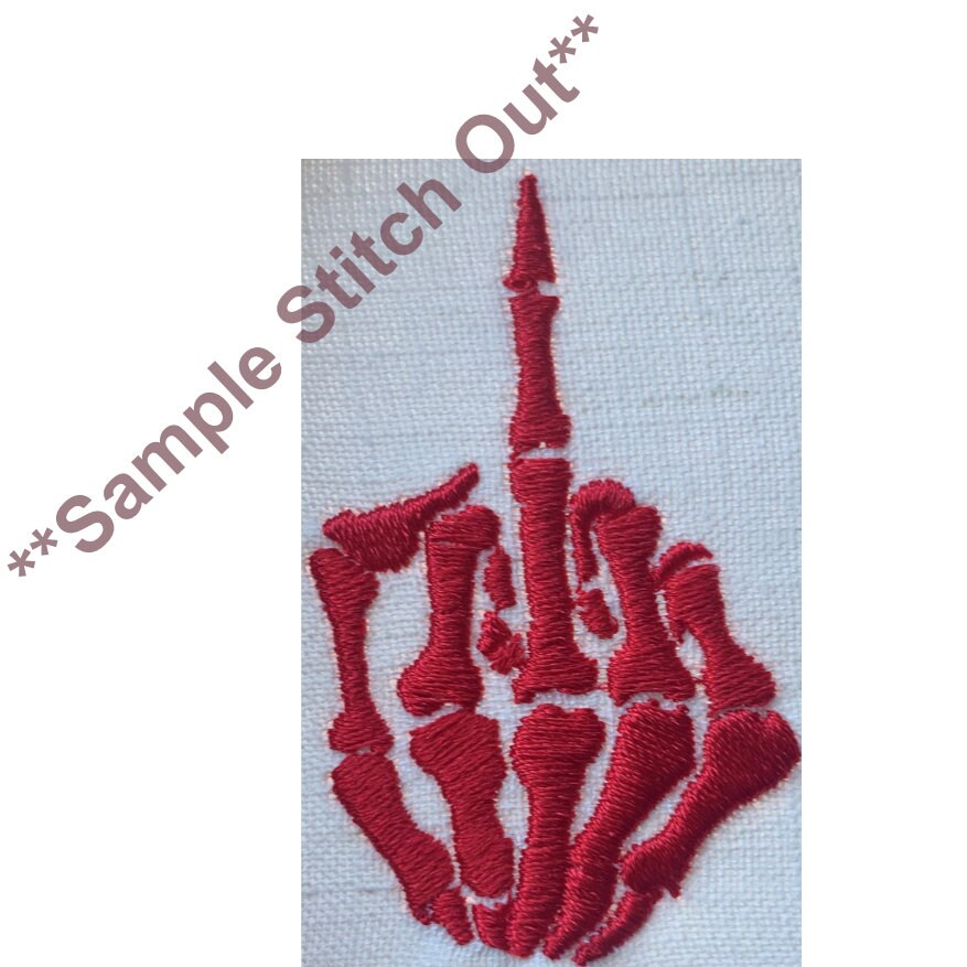 Middle Finger Skeleton Skull Embroidery Design File Dst Jef - Etsy