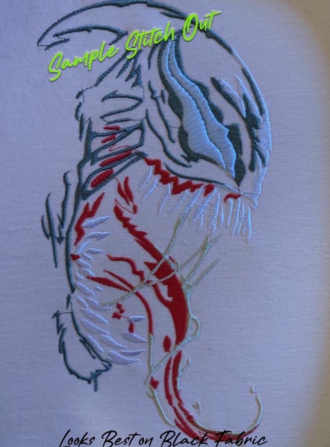 Venom Embroidery File Design Pattern 9 X4 in & 7 X 3.5 - Etsy