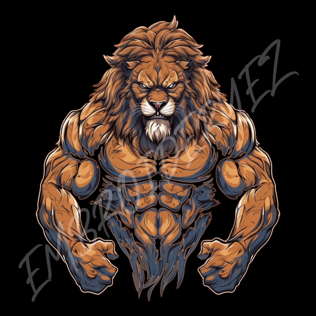 Muscular Lion Bodybuilder Motivational T-shirt Gym Design PNG - Etsy