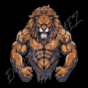 Muscular Lion Bodybuilder Motivational T-shirt Gym Design PNG - Etsy