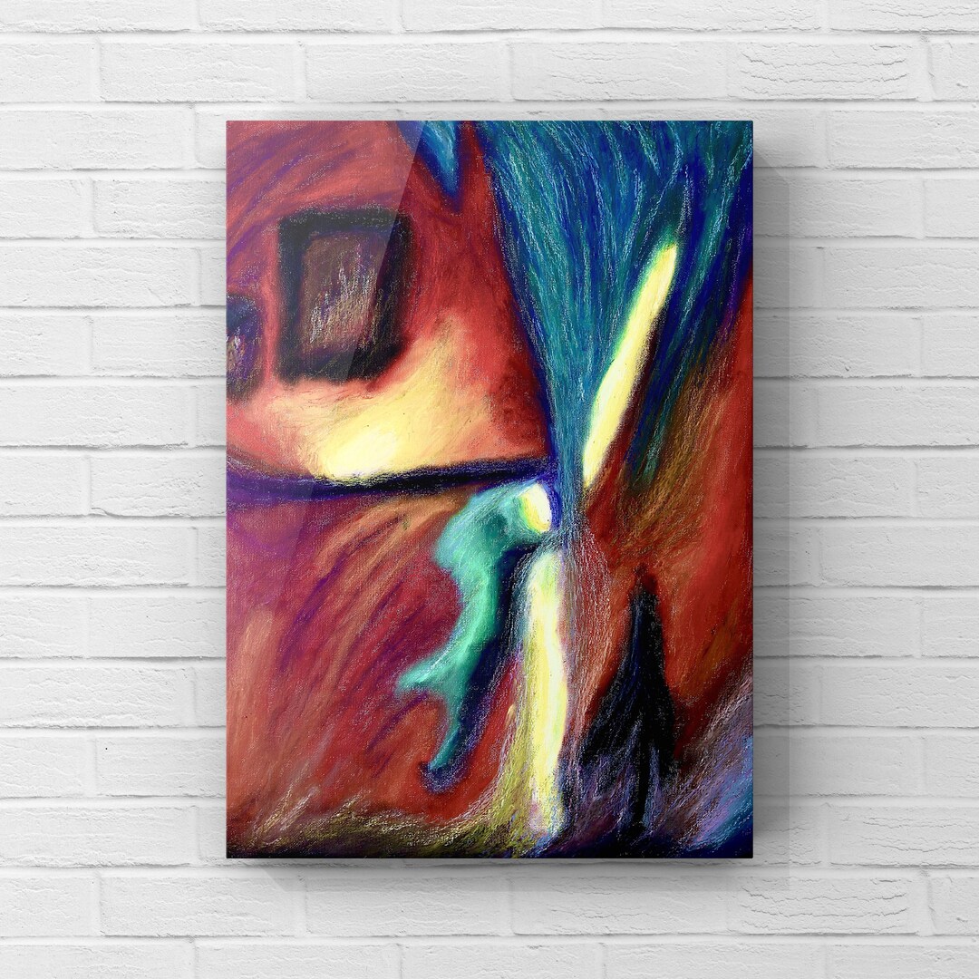 Red, Yellow Abstract Painting Original Painting With Oil Pastels ...