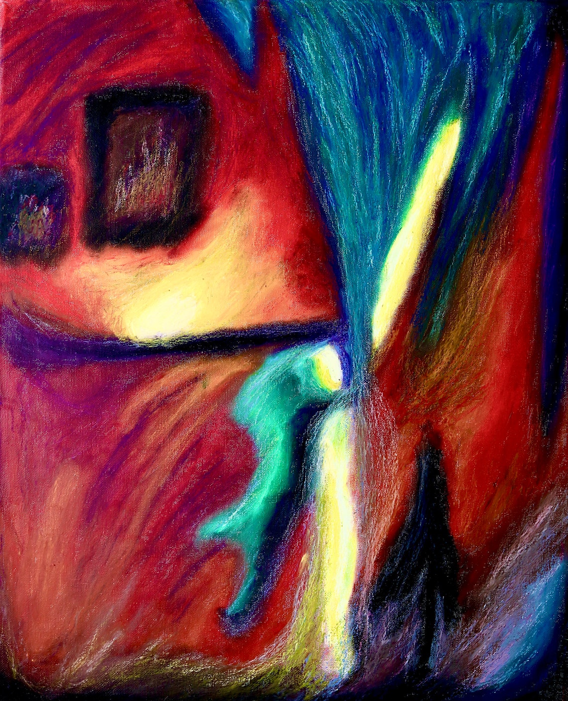 Red, Yellow Abstract Painting Original Painting With Oil Pastels ...