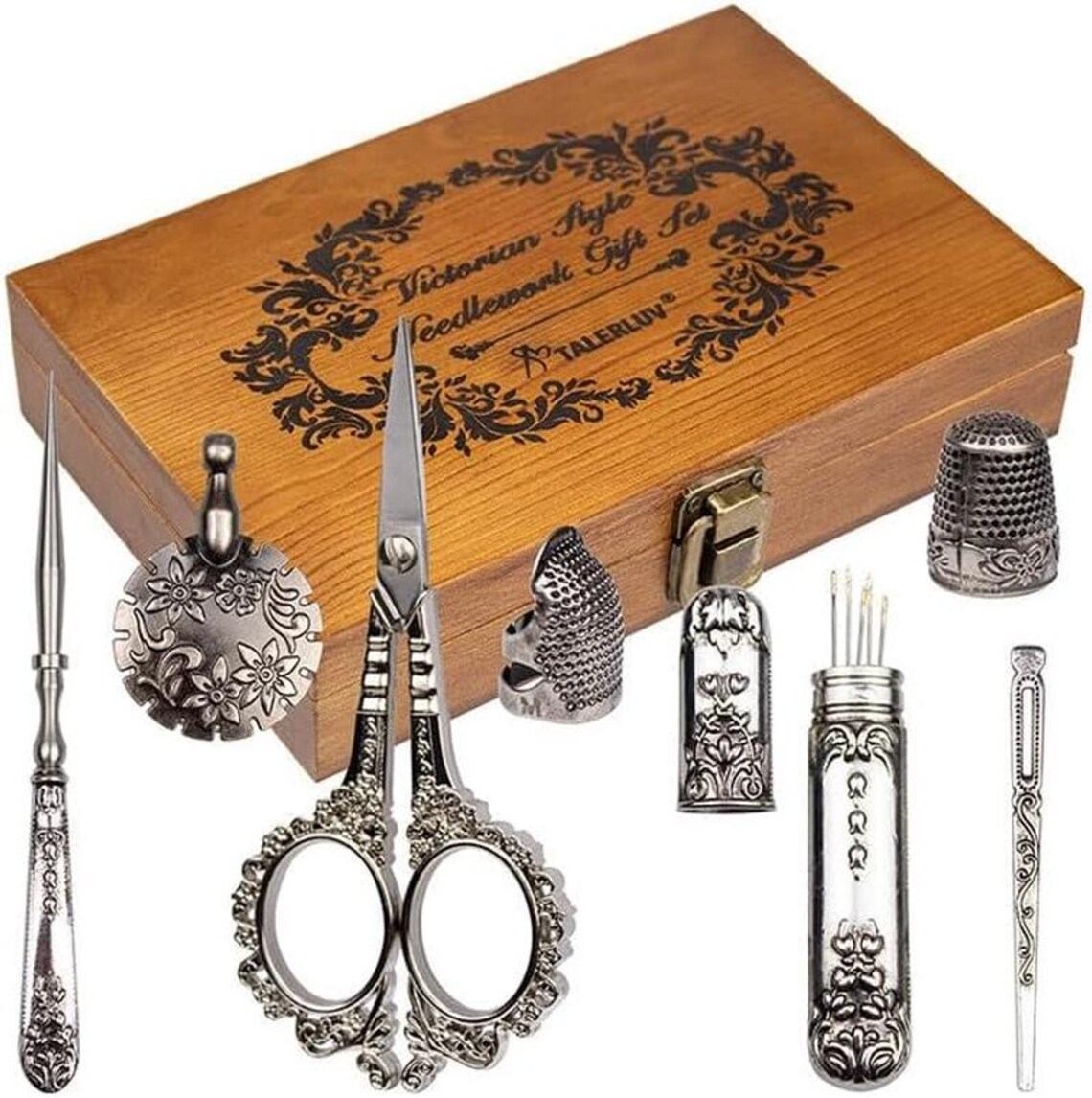 European Style Vintage Embroidery Scissors Set Antique Sewing Tools Kit ...