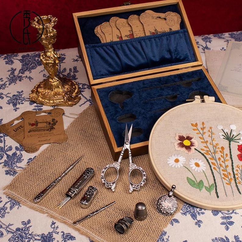 European Style Vintage Embroidery Scissors Set Antique Sewing Tools Kit ...