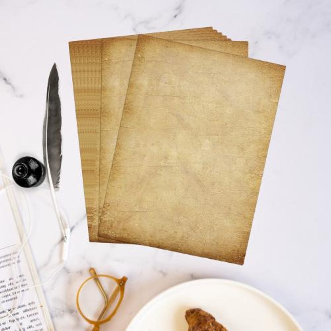 48 Pack Antique Vintage Stationary Paper, 8.5x 11 Parchment Paper for ...