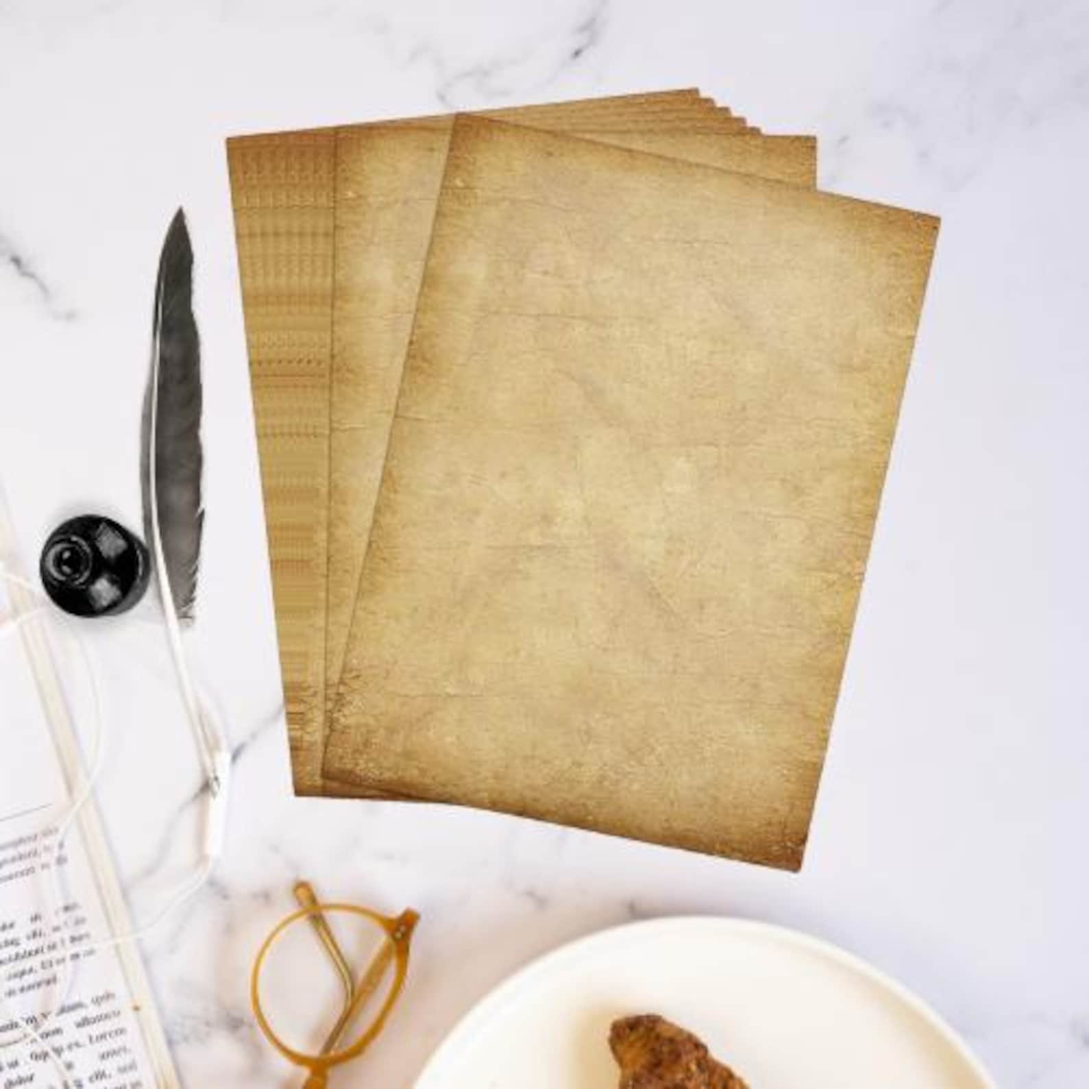 48 Pack Antique Vintage Stationary Paper, 8.5x 11 Parchment Paper for ...