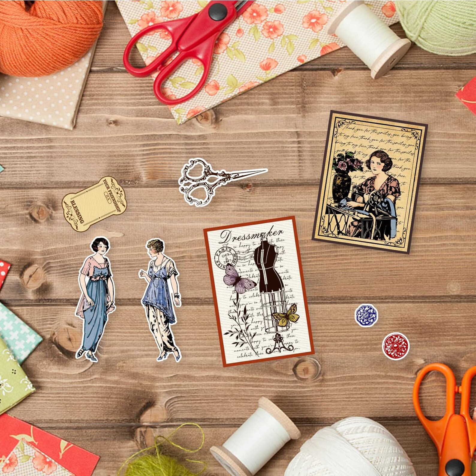 Vintage Sewing Clear Stamp Set for DIY Scrapbooking and Journals Clear ...
