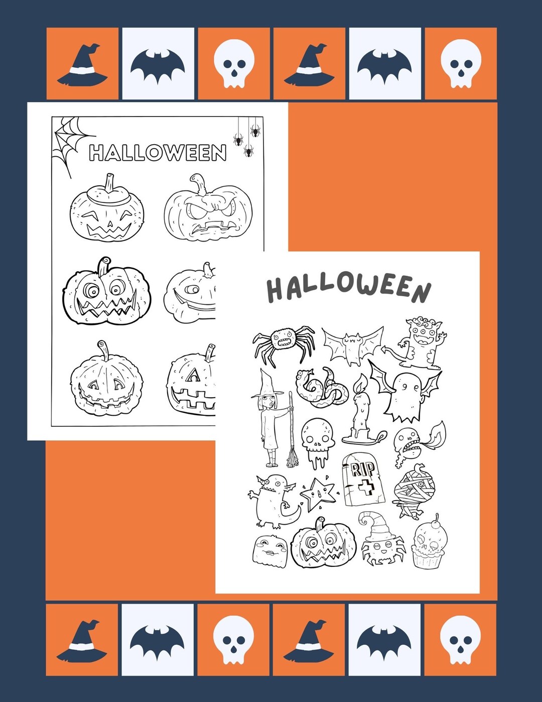 Spooky Halloween Coloring Page - Etsy