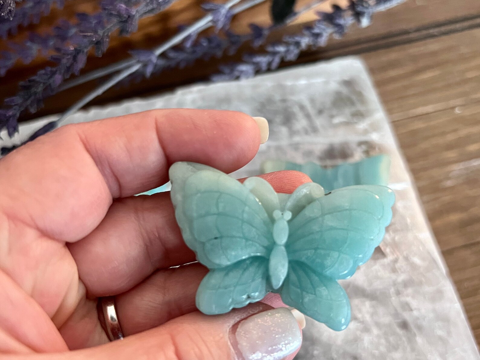 Caribbean Calcite Butterfly, Natural Crystal Carvings, Blue Aragonite ...