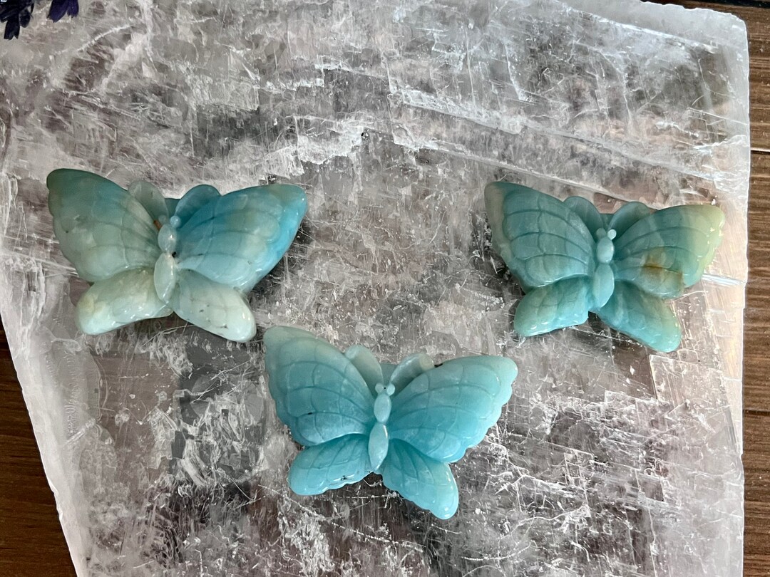 Caribbean Calcite Butterfly, Natural Crystal Carvings, Blue Aragonite ...