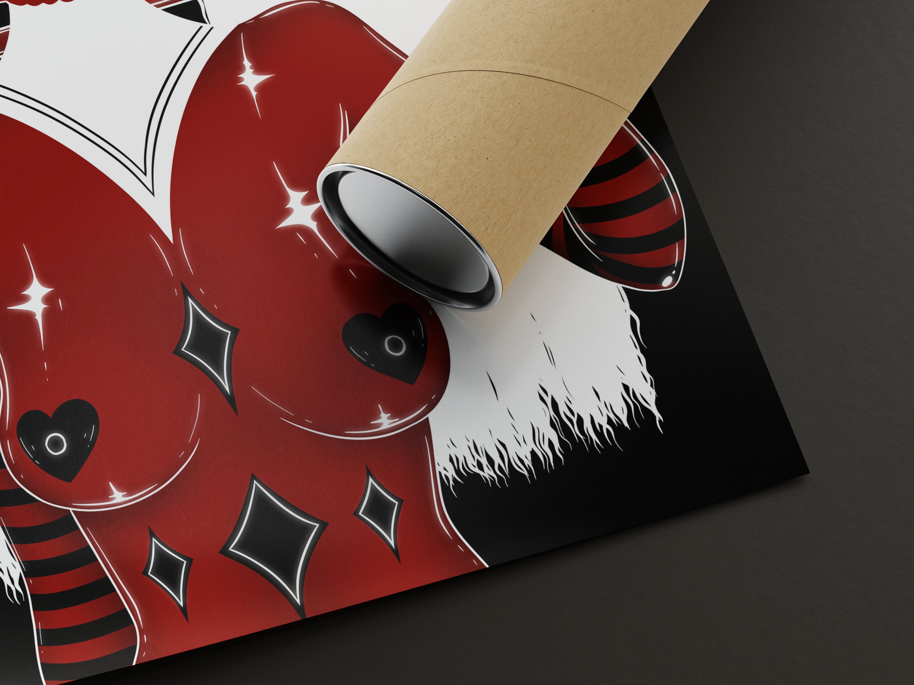 Gothic Clown Girl Latex Kinky Dark Horror Red Black Modern Art Print ...