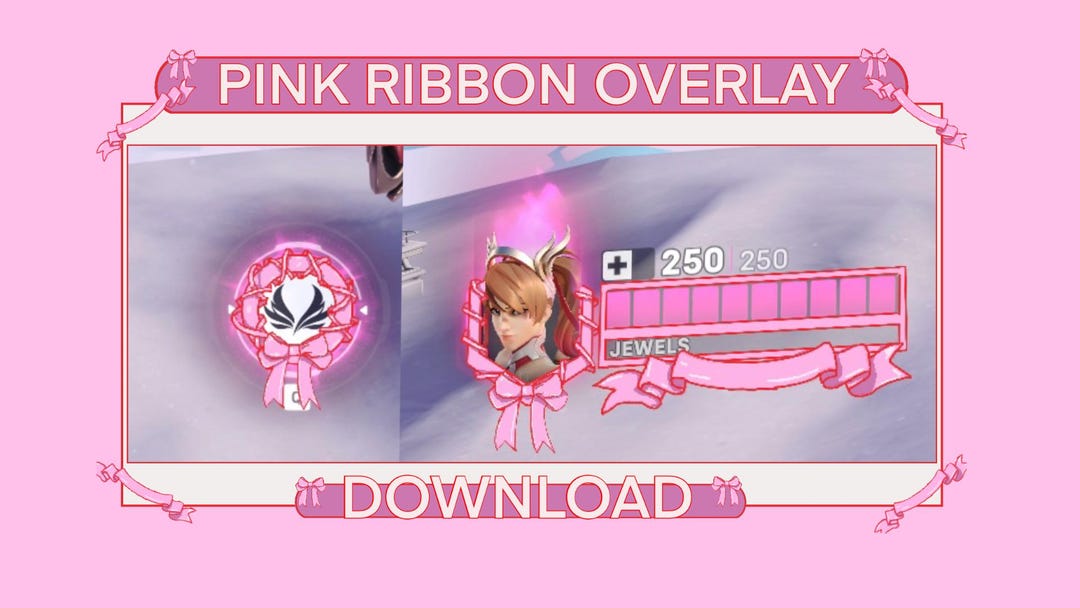 Pink Ribbon Overwatch Overlay for Twitch Cute Pink Ribbon Pink Ribbon ...