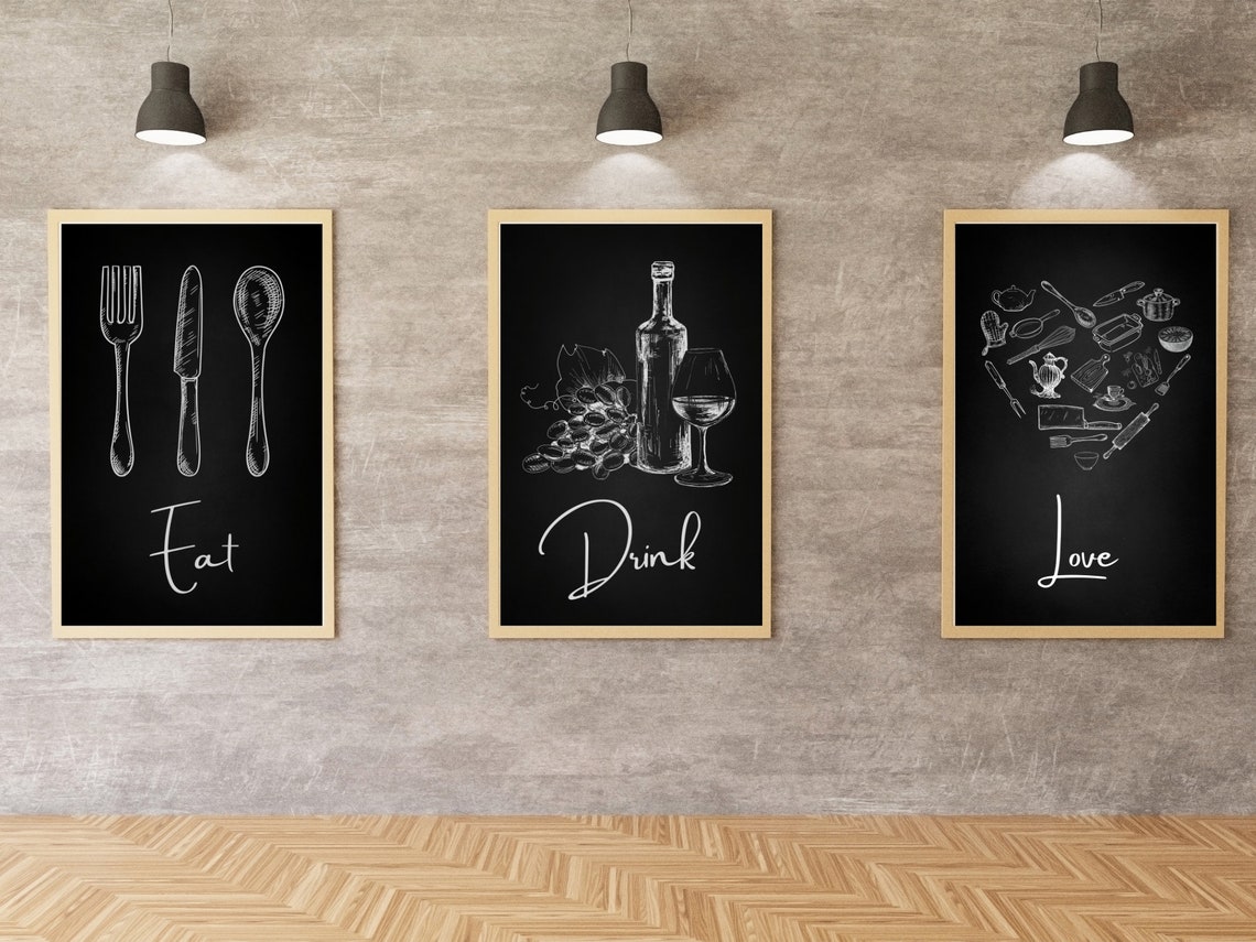 Printable Kitchen Wall Art Set of 3 Kitchen Prints Food - Etsy