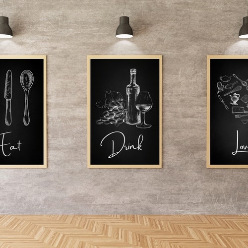 Printable Kitchen Wall Art Set of 3 Kitchen Prints Food - Etsy