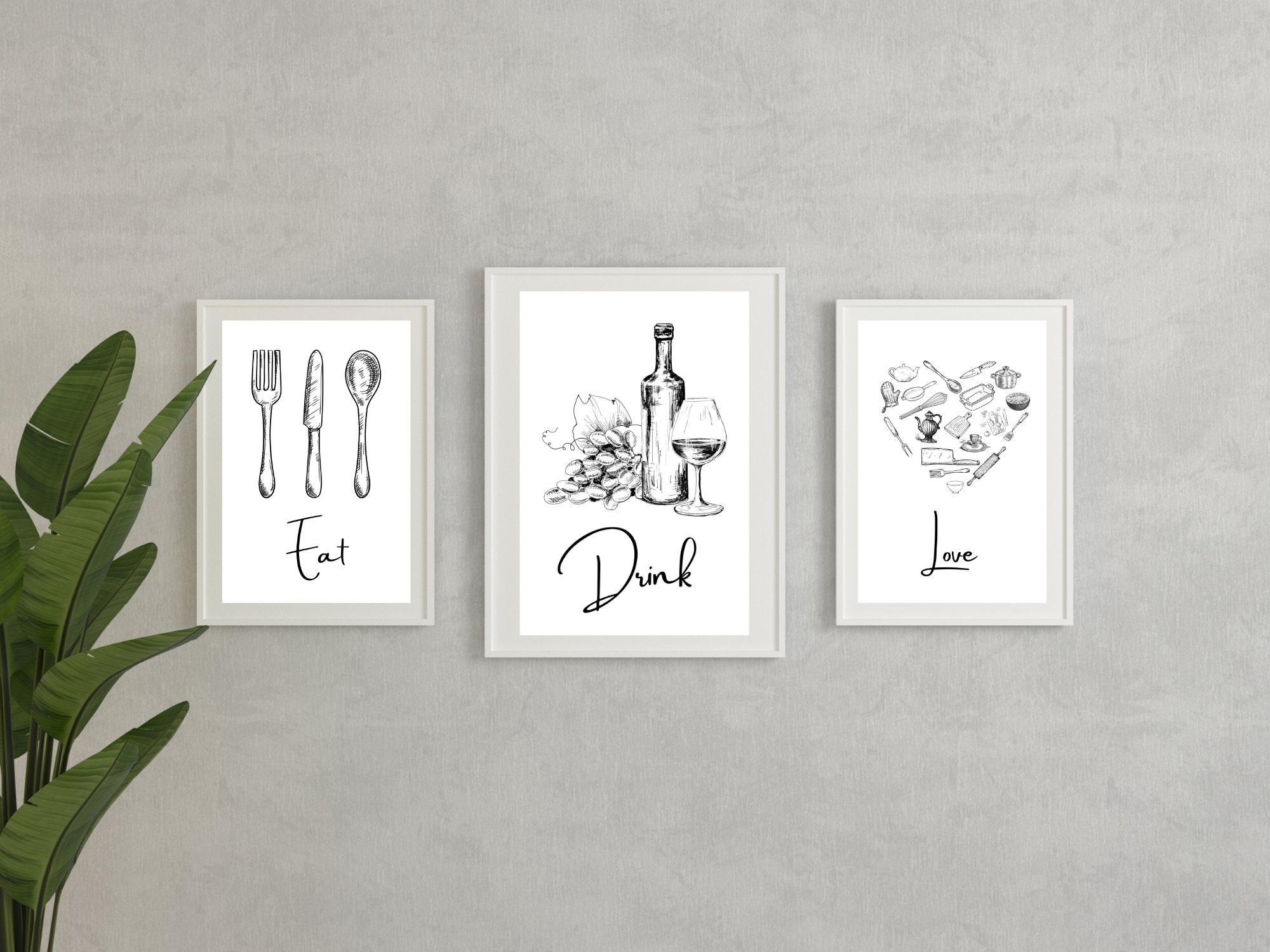 Printable Kitchen Wall Art Set of 3 Kitchen Prints Food - Etsy