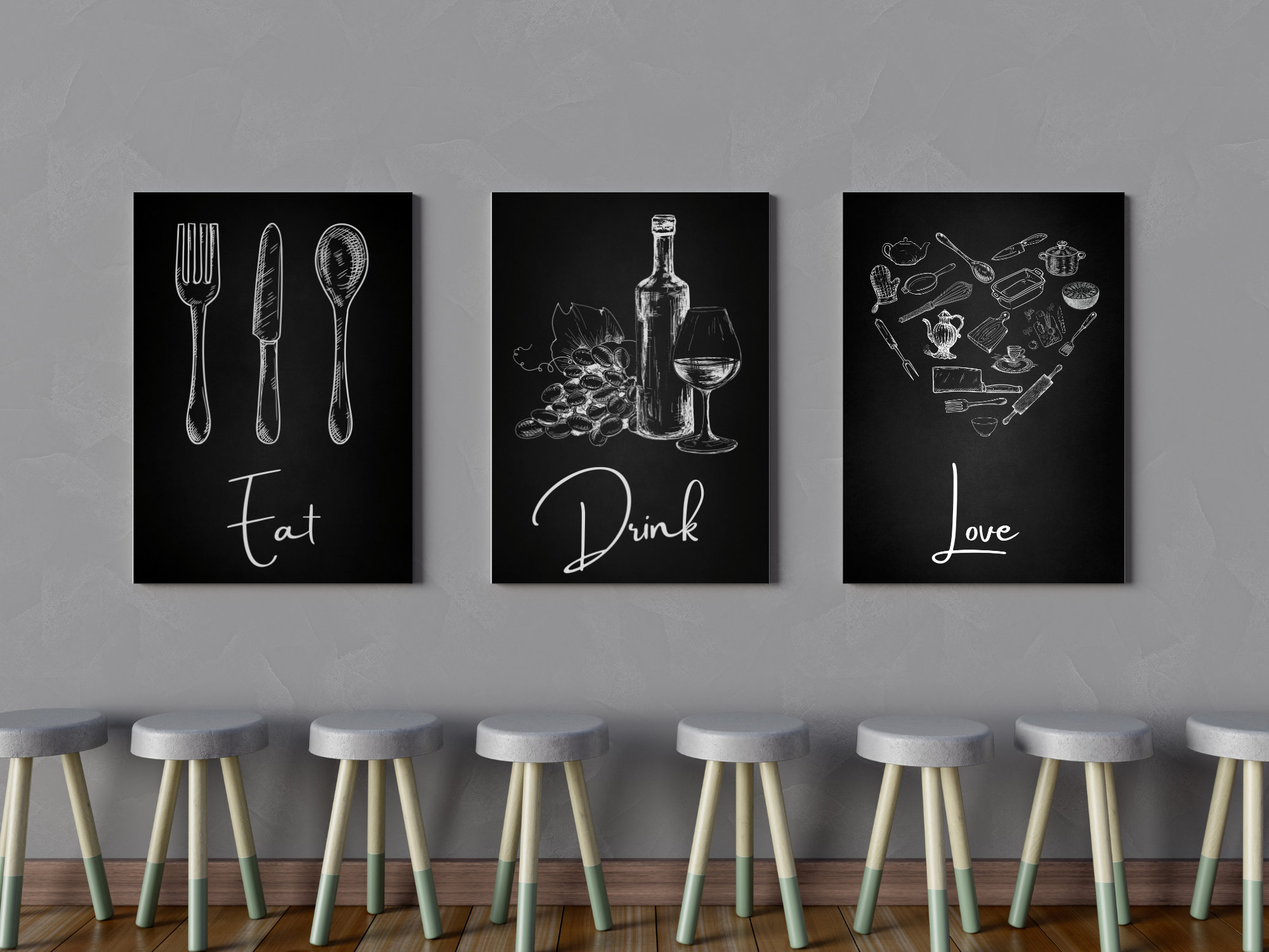 Printable Kitchen Wall Art Set of 3 Kitchen Prints Food - Etsy