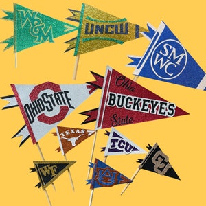 Graduation High School College Mini Cake Toppers Pennant Flags - Etsy