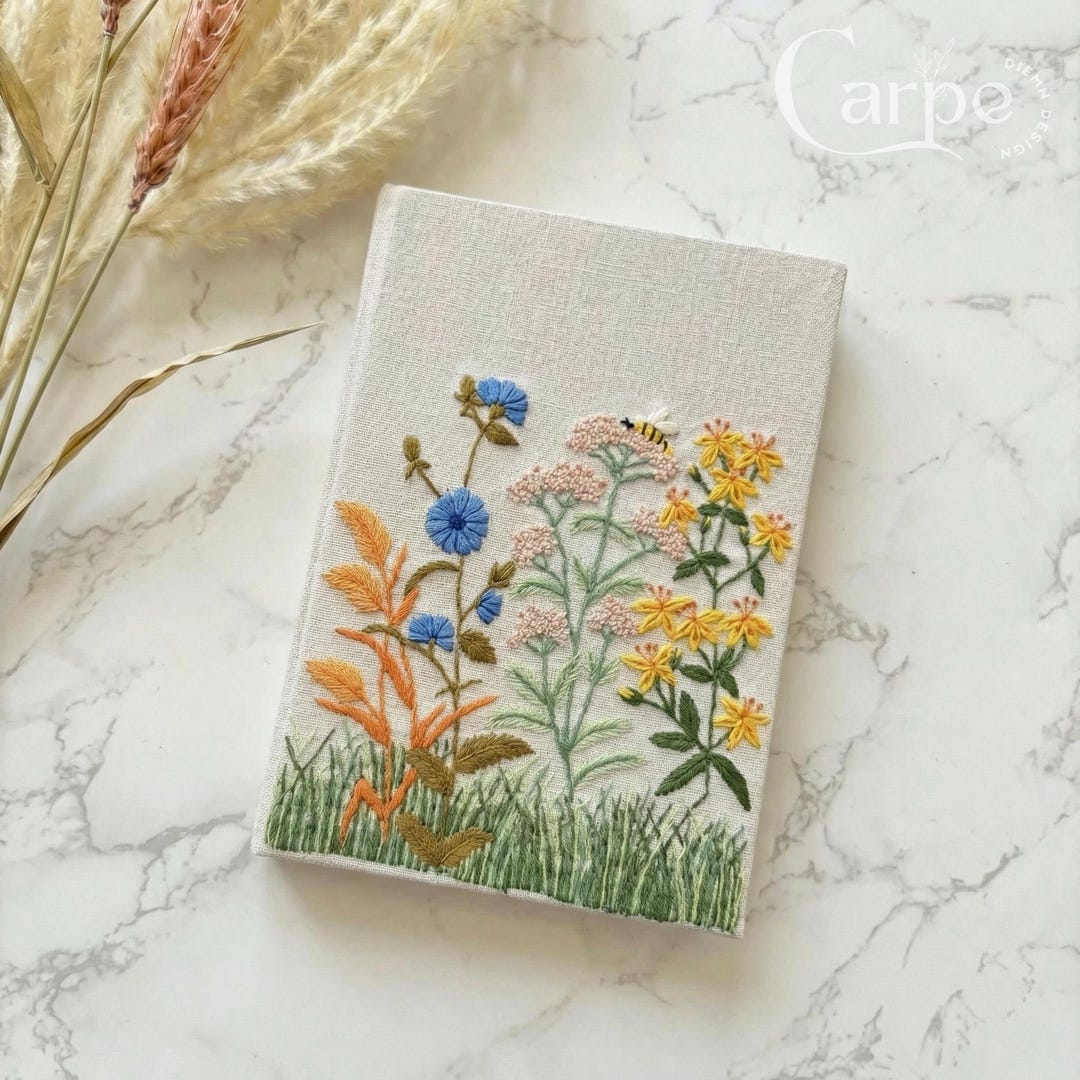 Personalized Wildflowers Notebook, Garden Flower Hand Embroidered ...