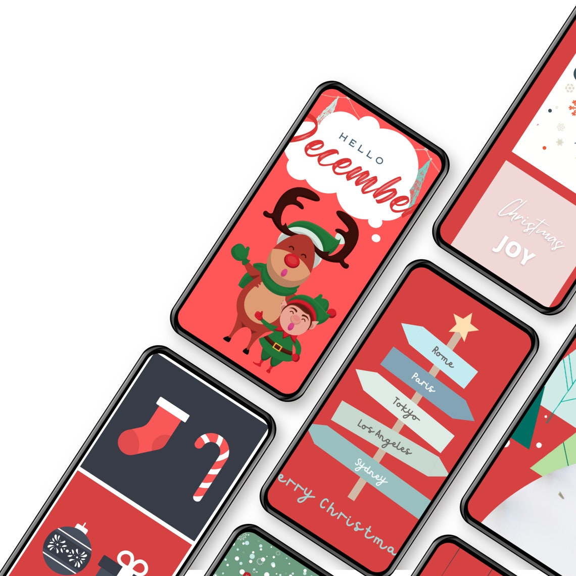 Christmas Instagram Template, Winter Holiday Canva Templates, Red Green ...