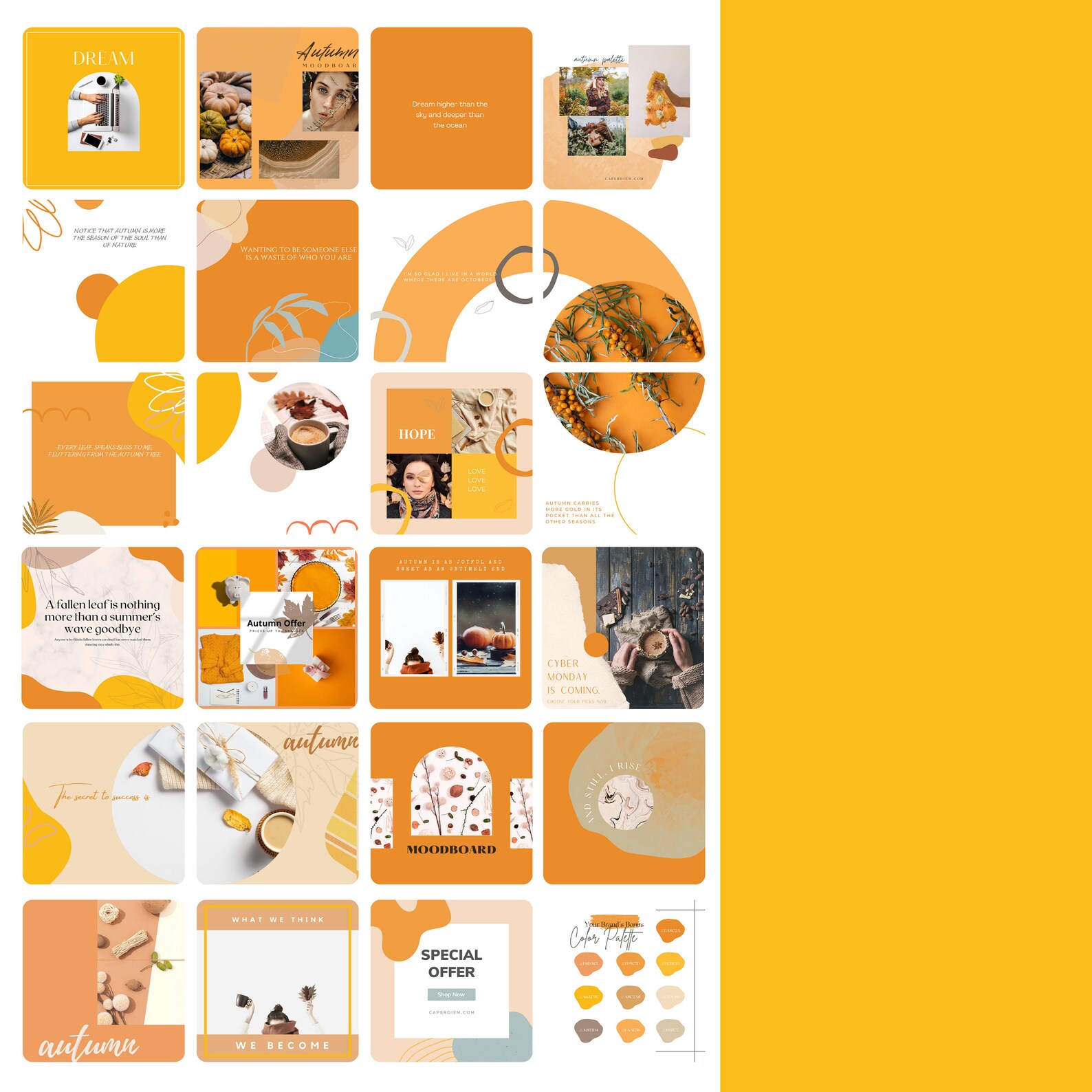 Autumn Designs Burnt Orange, Instagram Post Templates Canva, Boho ...