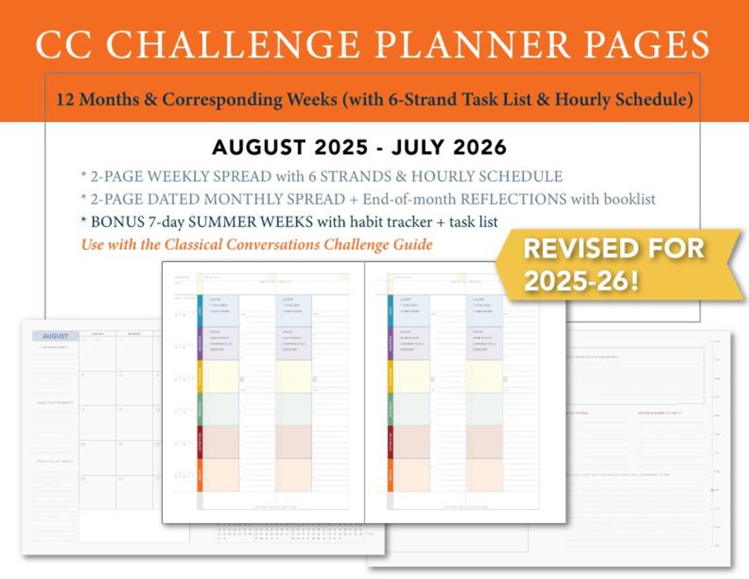 CC Challenge Planner Pages * Full COLOR Strand Blocks * Dated Months ...