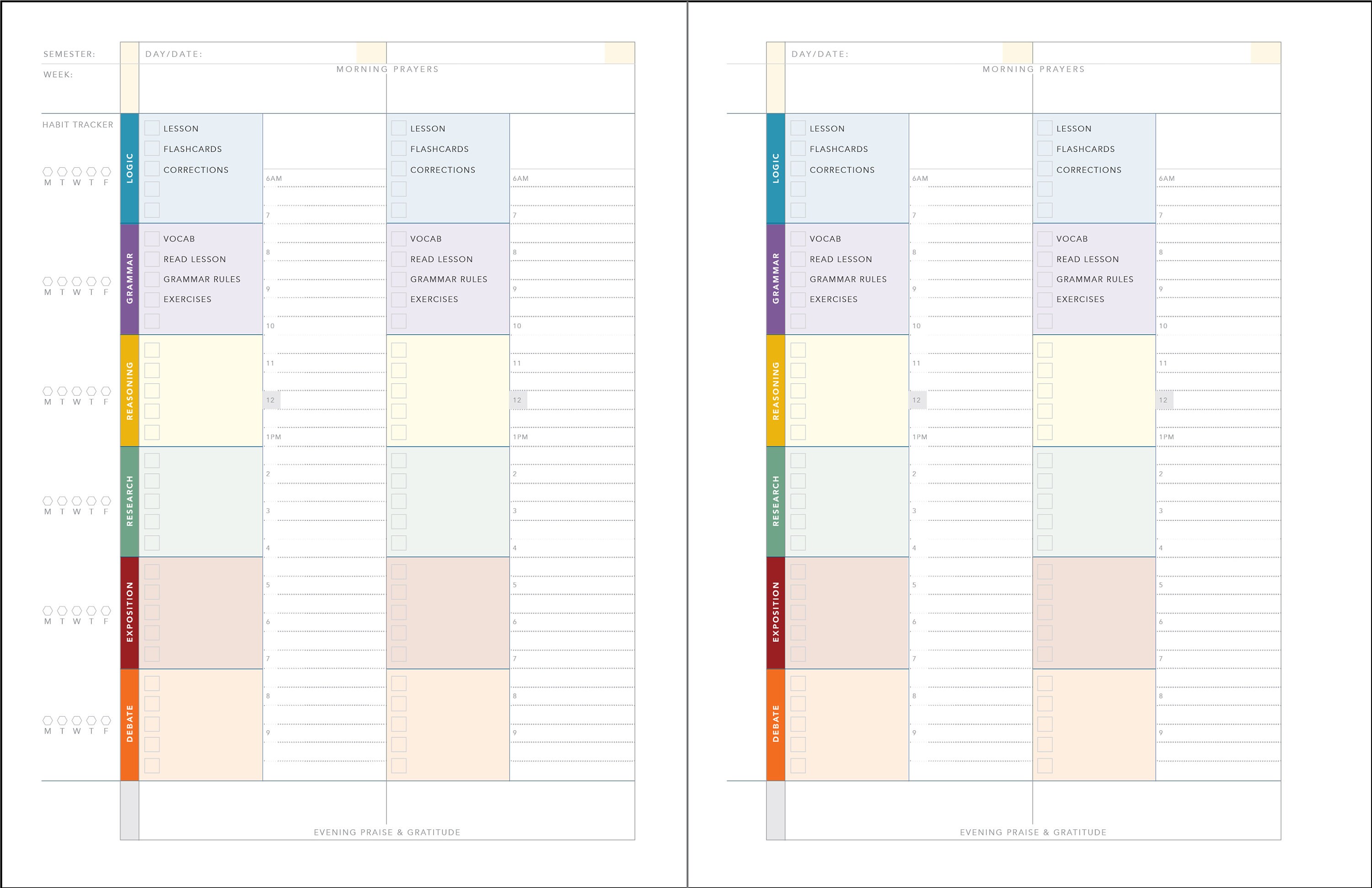 CC Challenge Planner Pages * Full COLOR Strand Blocks * Dated Months ...