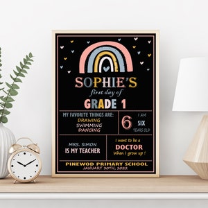 First Day of School Sign Boho Rainbow First Day of School Sign Digital ...
