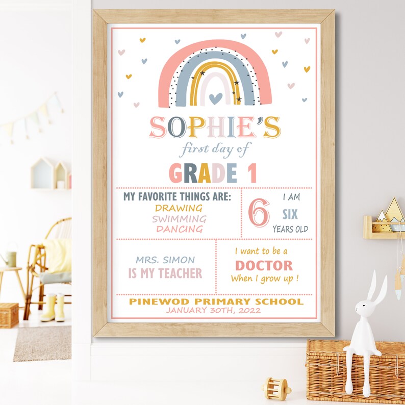 First Day of School Sign Boho Rainbow First Day of School Sign - Etsy