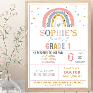First Day of School Sign Boho Rainbow First Day of School Sign Digital ...