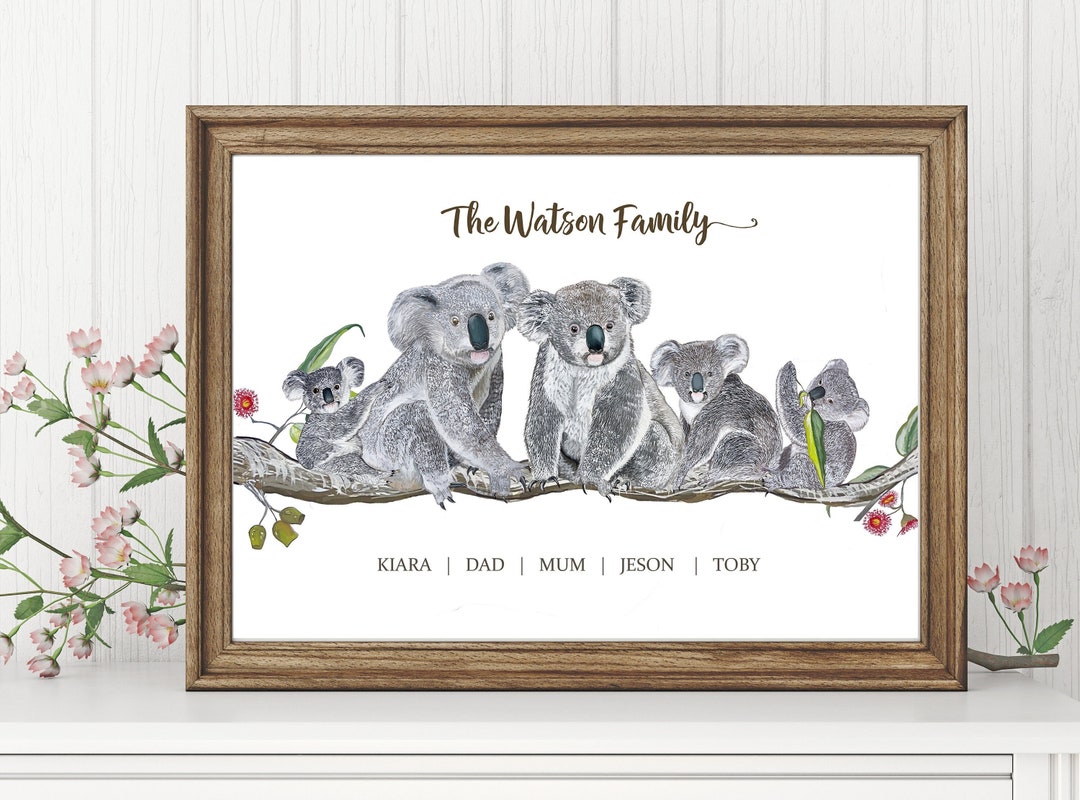 Personalised Koala Family Print Custom Gift Australian Animal ...