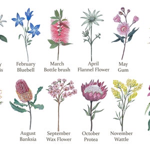 Personalised BIRTH FLOWER Print, Custom Birth Month Flower, Custom ...